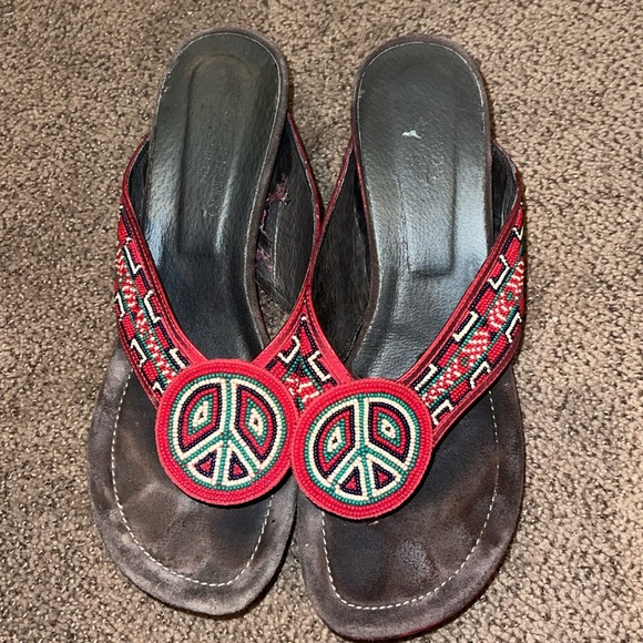 Donald J. Pliner | Shoes | Donald Pilner Selena Beaded Peace Wedges ...